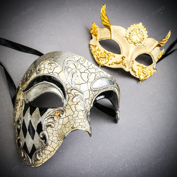 ILOVEMASKS | Accessories | Venetian Silver Phantom Half Face Gold ...